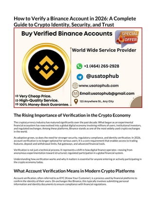 How to Verify a Binance Account in 2026_ A Complete Guide to Crypto ...