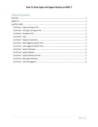 How To View Login History and Logout History on RHEL 7 | PDF