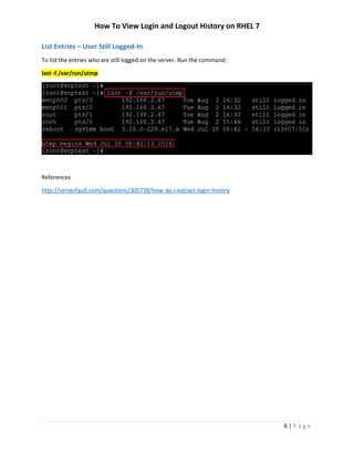 How To View Login History and Logout History on RHEL 7 | PDF