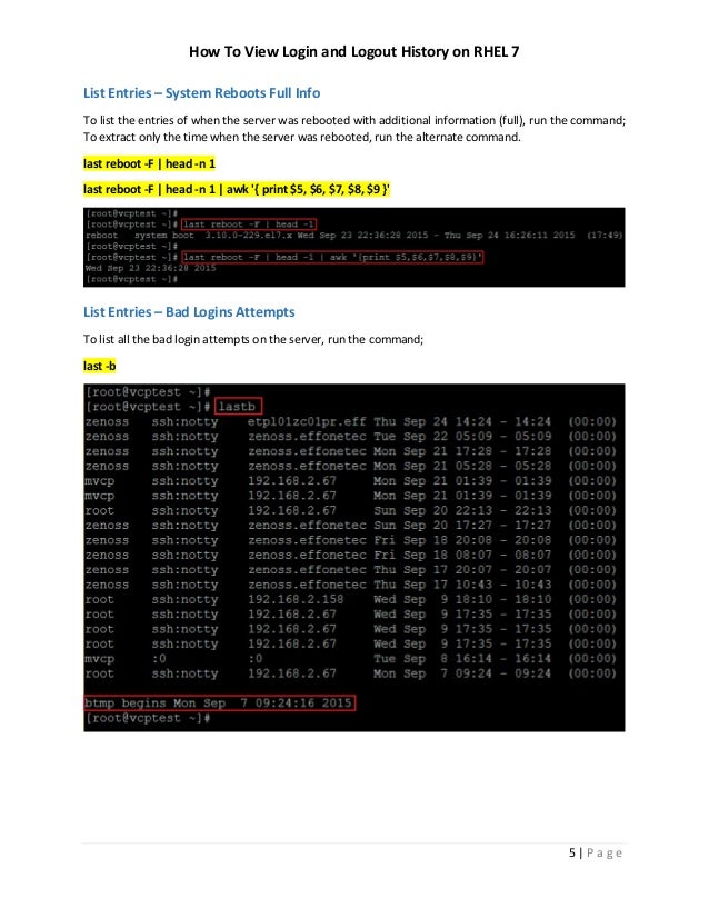 How To View Login History and Logout History on RHEL 7