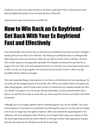 How to win back a girl's heart | PDF