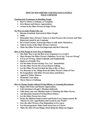 How To Win Friends And Influence People | PDF