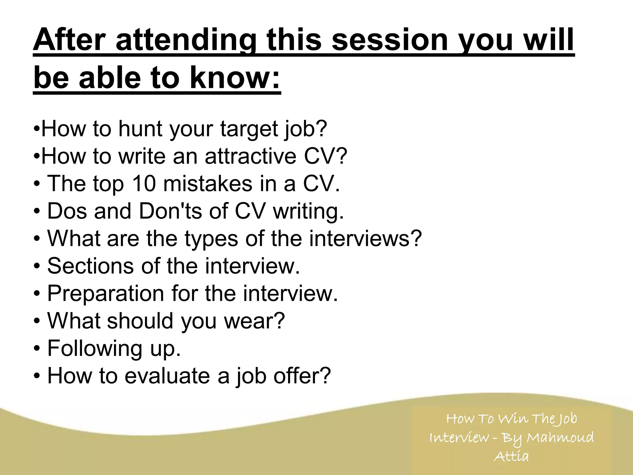 How To Win The Job Interview By Mahmoud Attia | PDF