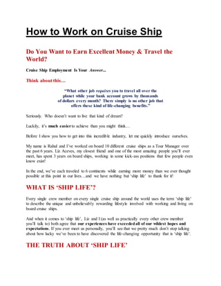 how to work on cruise ship | DOCX