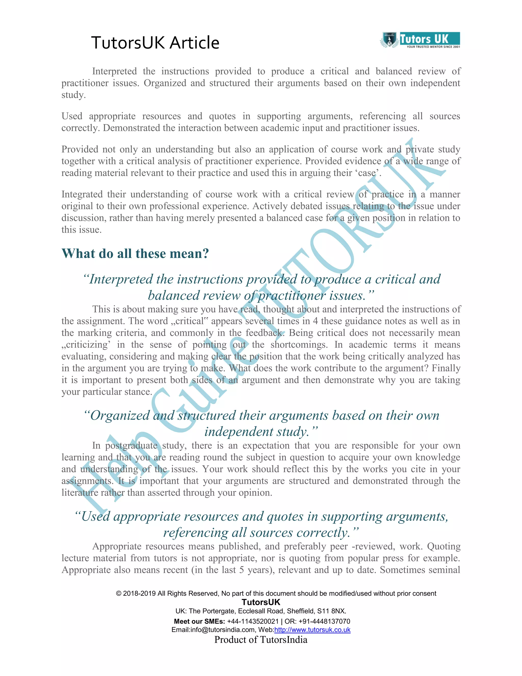 How to write : Guidelines for your writing assignment | PDF