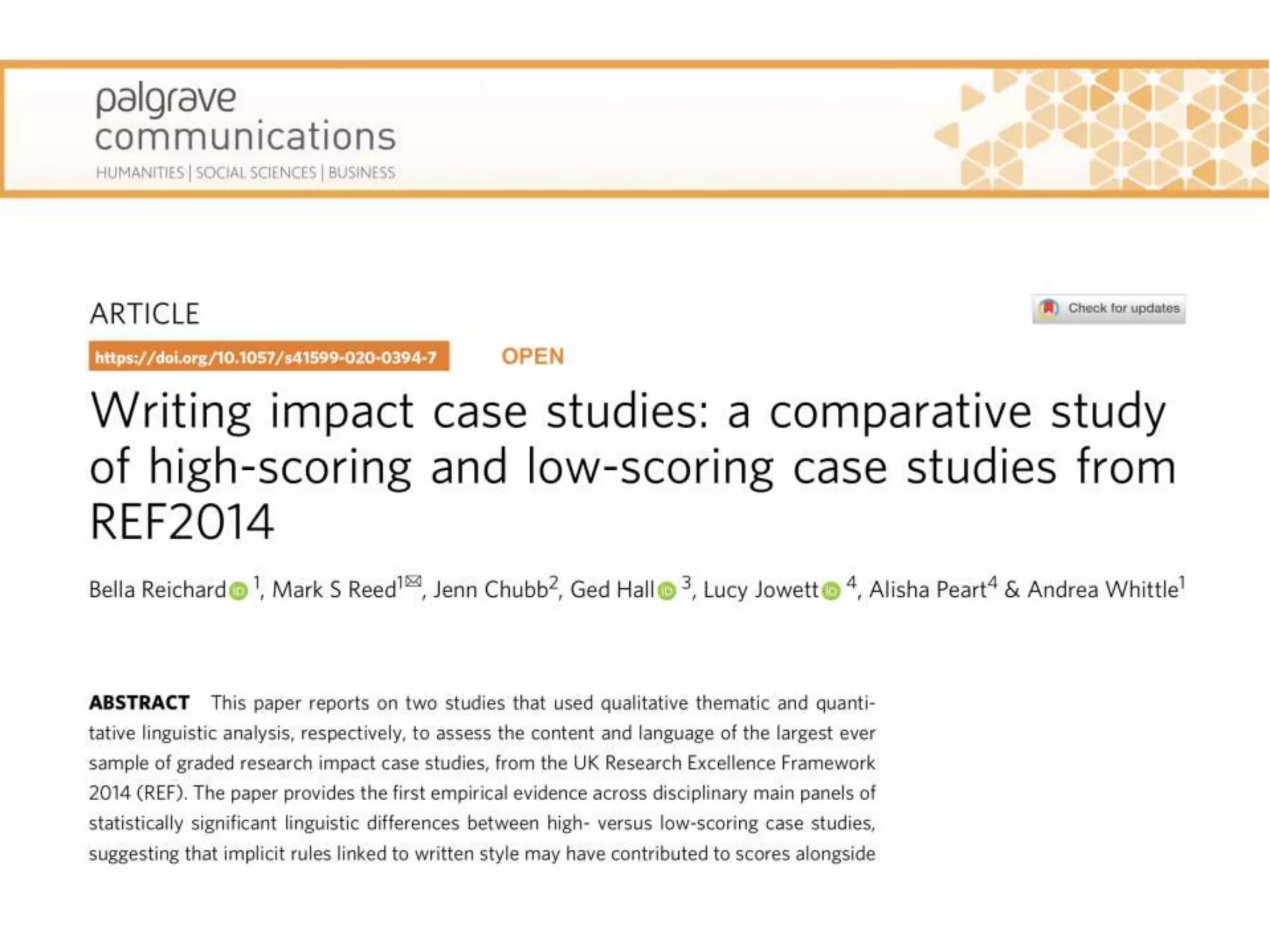 How to write a 4* REF impact case study | PPTX