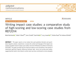 How to write a 4* REF impact case study | PPTX