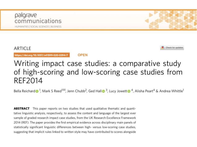 How to write a 4* REF impact case study | PPTX