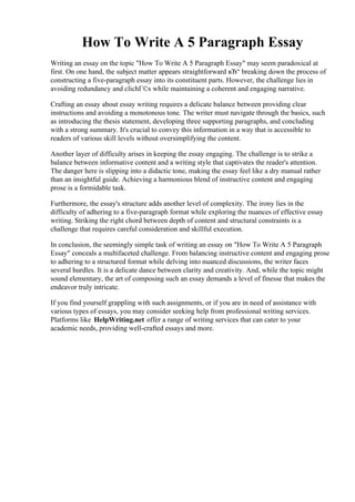 How To Write A 5 Paragraph Essay | PDF