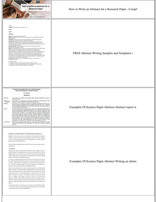 How To Write A Abstract For A Research Paper | PDF