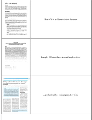 How To Write A Abstract For A Research Paper | PDF
