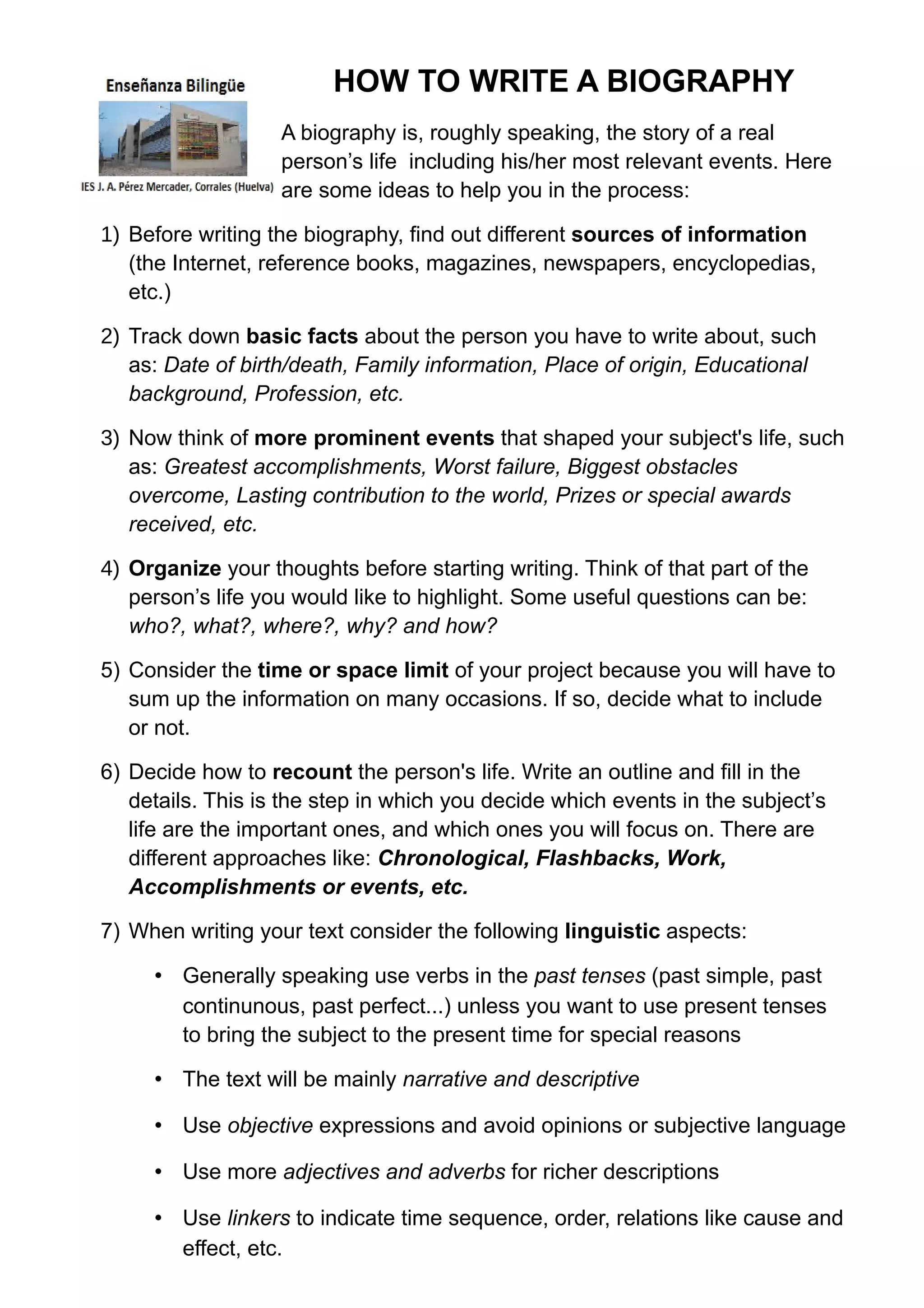 How to write a biography | PDF