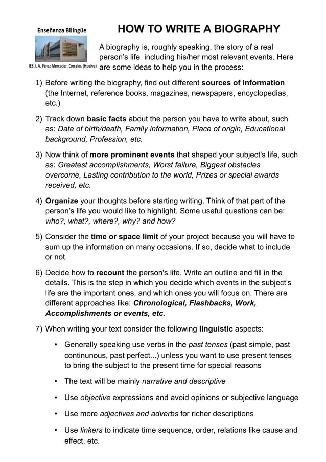 How to write a biography | PDF | Biographies | Genres