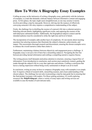 How To Write A Biography Essay Examples | PDF