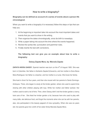 How to write a biography text | PDF