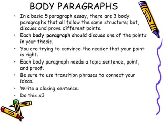 How to write a body paragraph for English writing | PPTX
