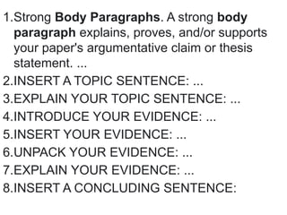 How to write a body paragraph for English writing | PPTX