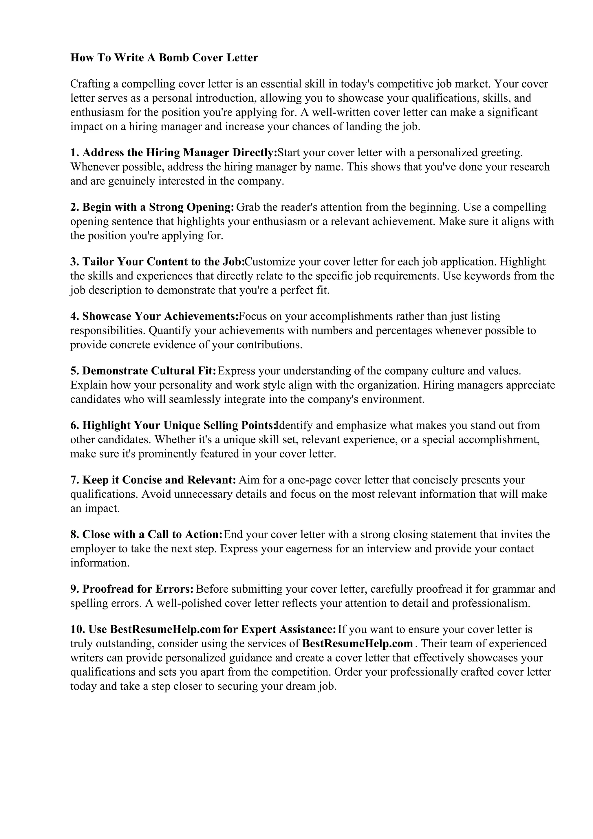 How To Write A Bomb Cover Letter | PDF