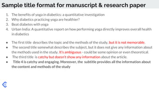 How to write effective title for research paper and manuscript | PPTX ...