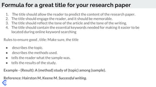 How to write effective title for research paper and manuscript | PPTX ...