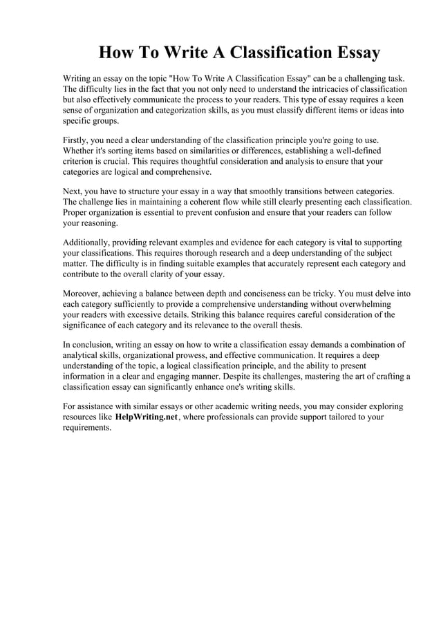 How To Write A Classification Essay. Classification Essay Examples ...
