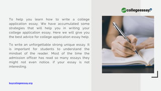 How to write a college application essay fast | PPT