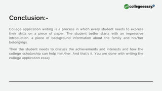 How to write a college application essay fast | PPT