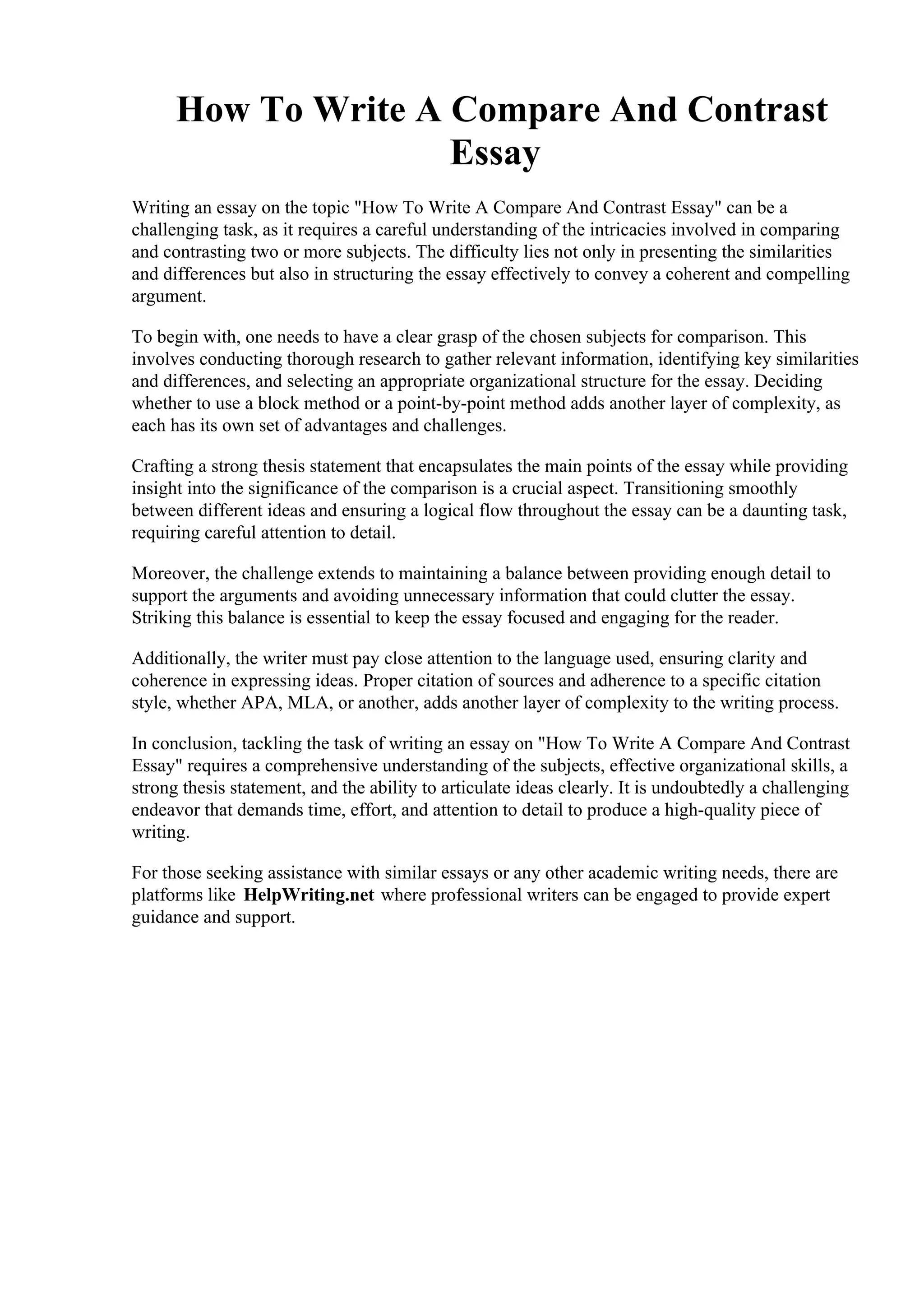 How To Write A Compare And Contrast Essay.pdf