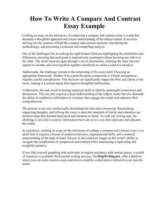 How To Write A Compare And Contrast Essay Example | PDF