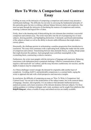 How To Write A Comparison And Contrast Essay.pdfHow To Write A ...