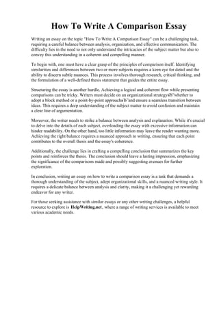 How To Write A Comparison Essay | PDF