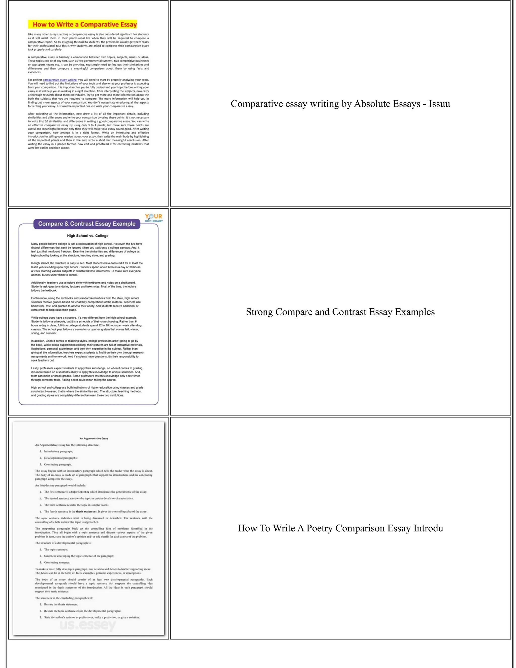 How To Write A Comparison Essay Introduction | PDF