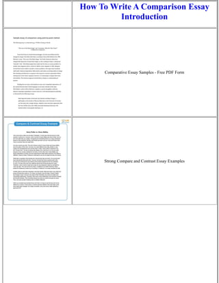 How To Write A Comparison Essay Introduction | PDF