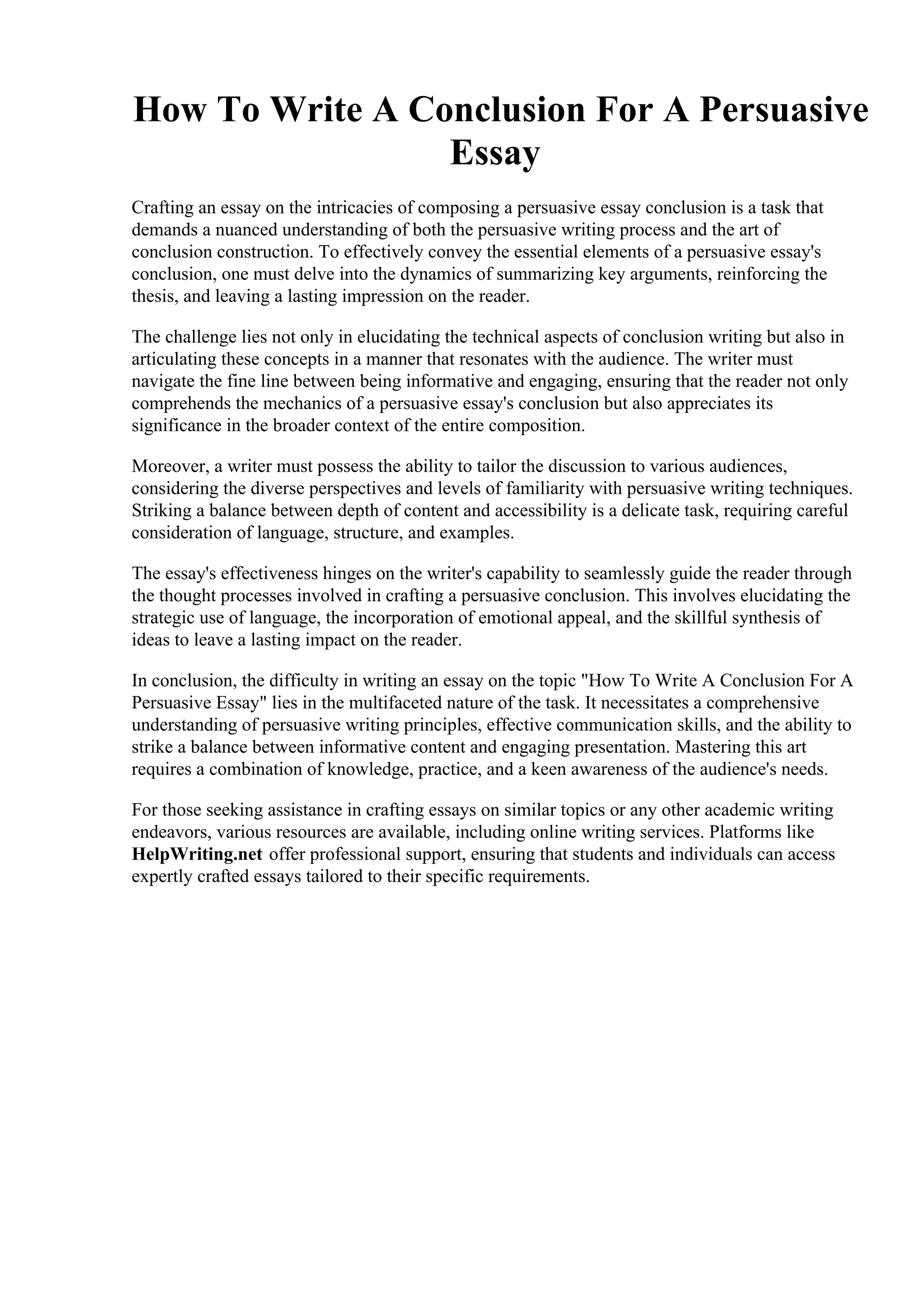 How To Write A Conclusion For A Persuasive Essay | PDF