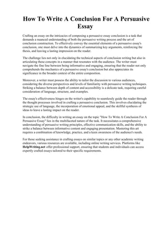 How To Write A Conclusion For A Persuasive Essay | PDF