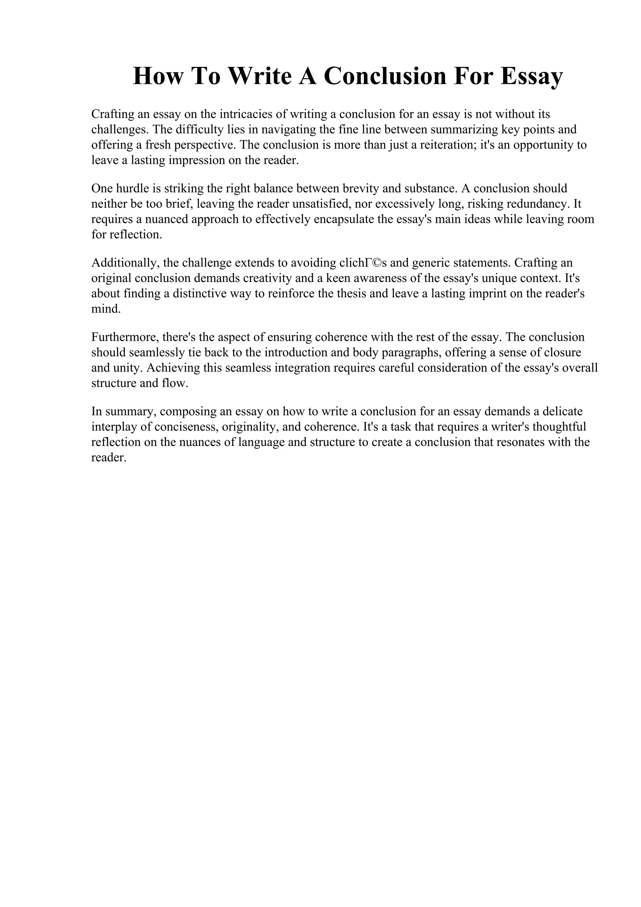 How To Write A Conclusion For Essay | PDF