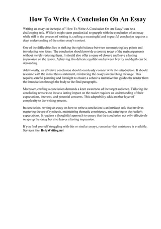 How To Write A Conclusion On An Essay. How to Write an Essay Conclusion ...