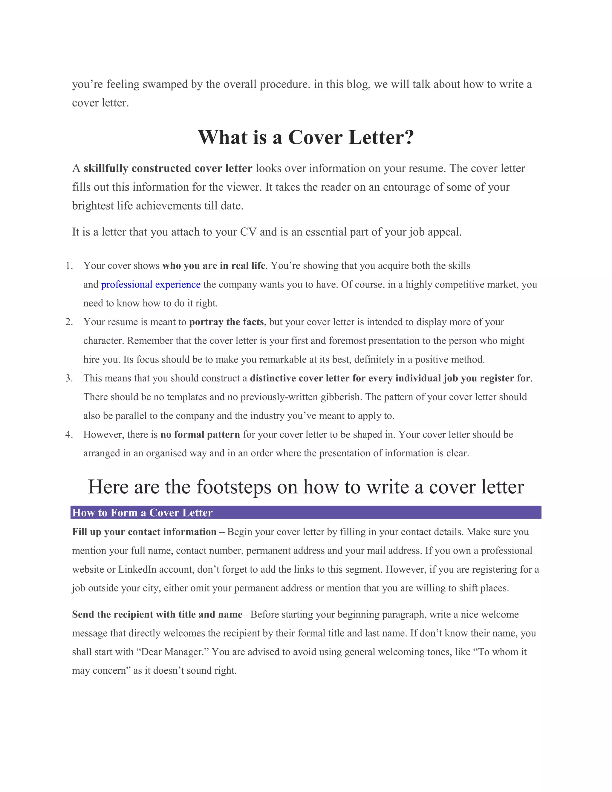 How to write a cover letter complete guide for beginners | PDF