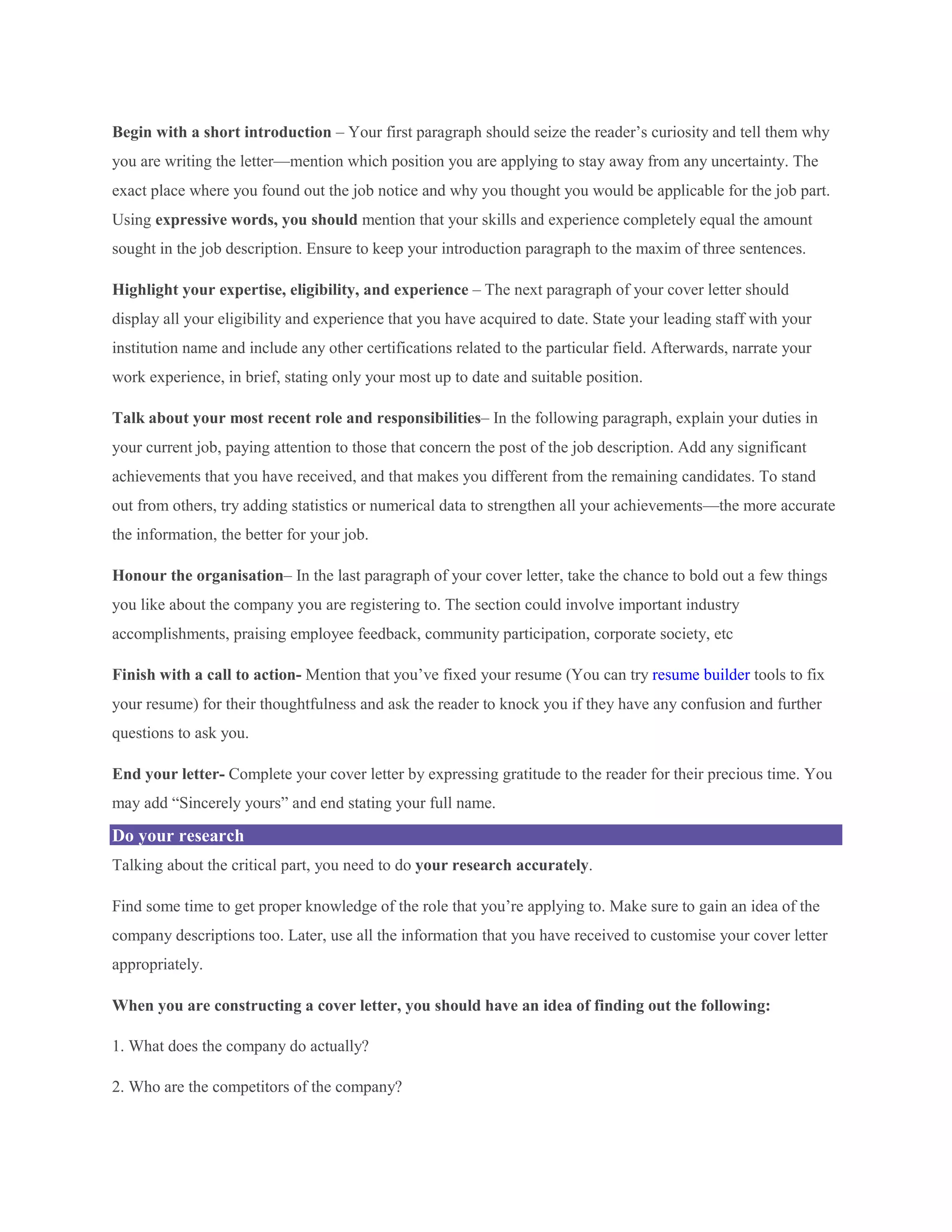 How to write a cover letter complete guide for beginners | PDF
