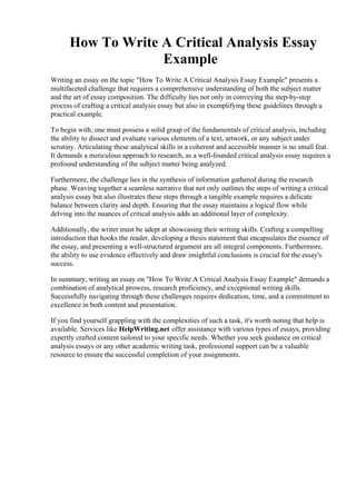 How To Write A Critical Analysis Essay Example.pdf