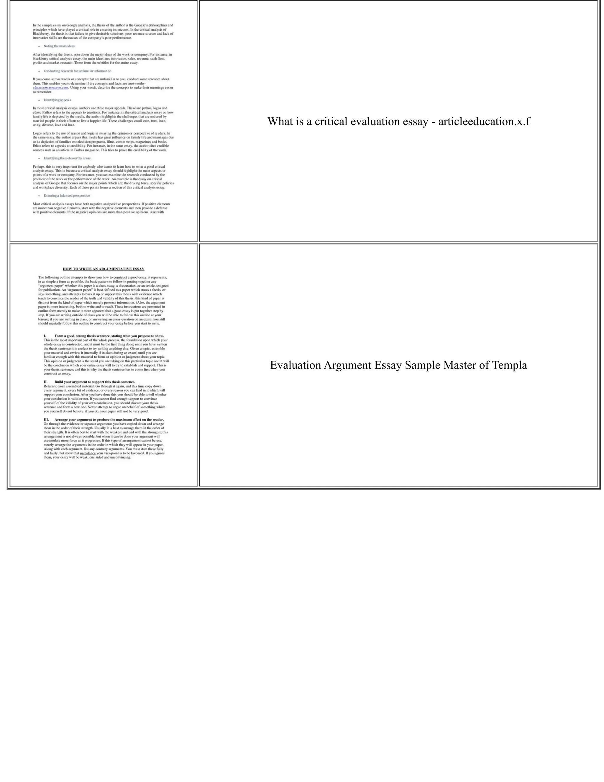 How To Write A Critical Evaluation Essay | PDF