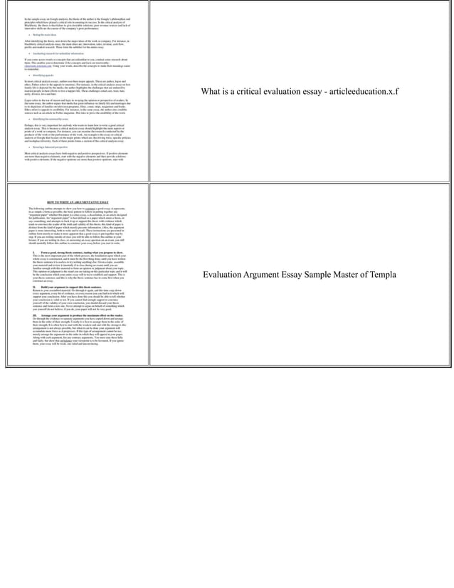 How To Write A Critical Evaluation Essay | PDF