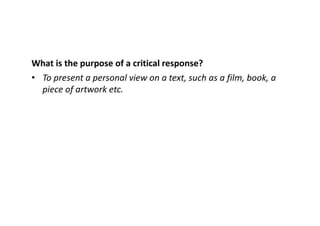How To Write A Critical Response | PPT