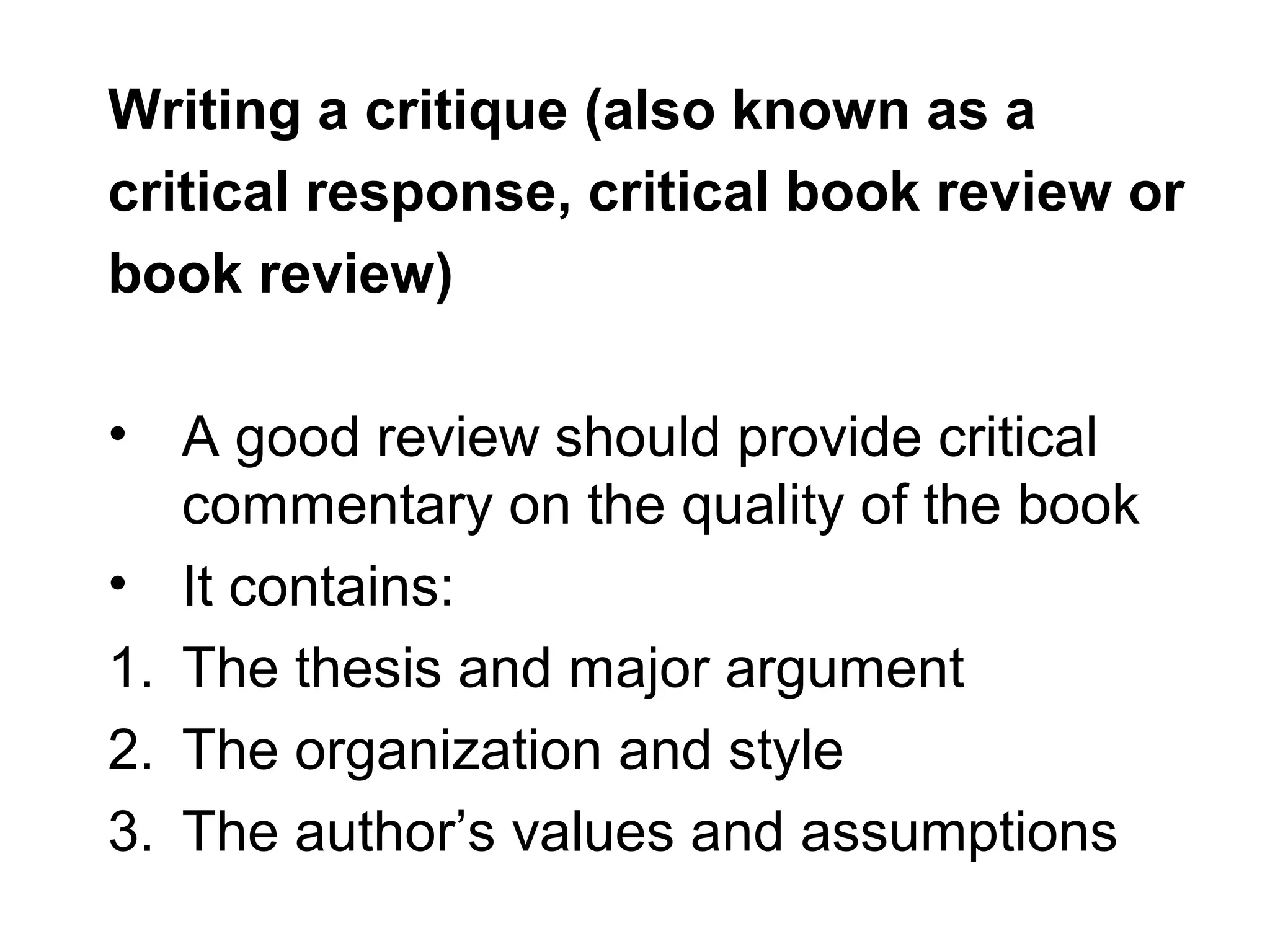 How to write a critique | PPT