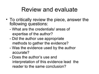 How to write a critique | PPT