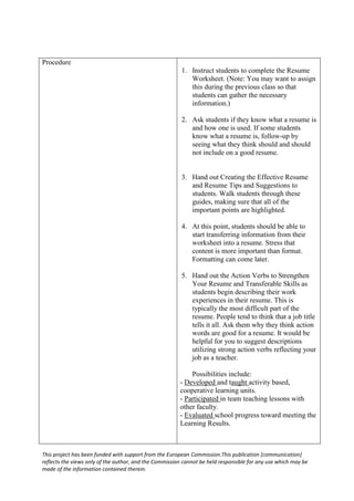 How to write a CV - Lesson Plan Turkey | DOCX