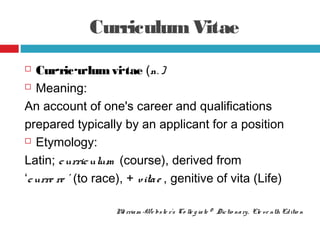 How to Write a CV - Brief Introduction | PPT