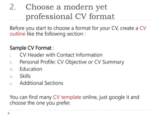 How to write a CV for fresh graduates | PPTX