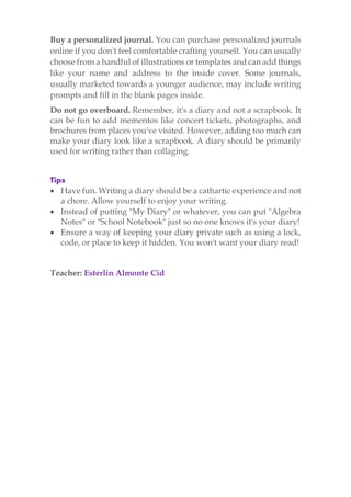 How to write a dairy | PDF