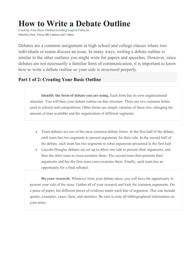 How to write a debate outline | DOCX